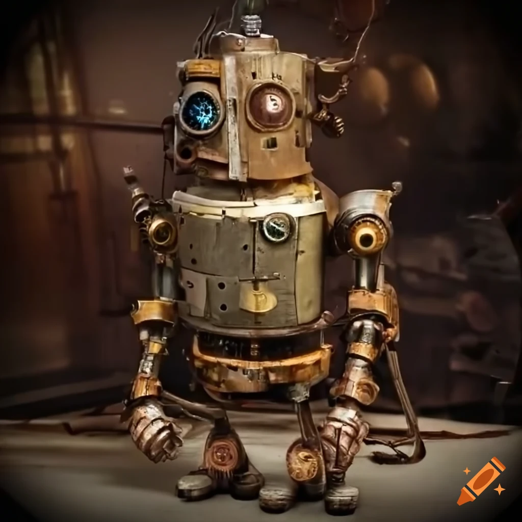 Realistic steampunk robot project on Craiyon