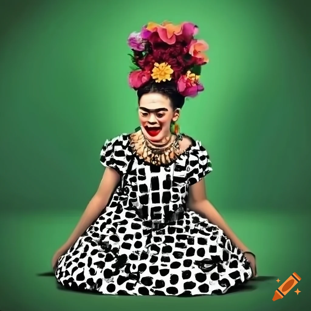 Portrait of Frida Kahlo with flowers in her hair on Craiyon