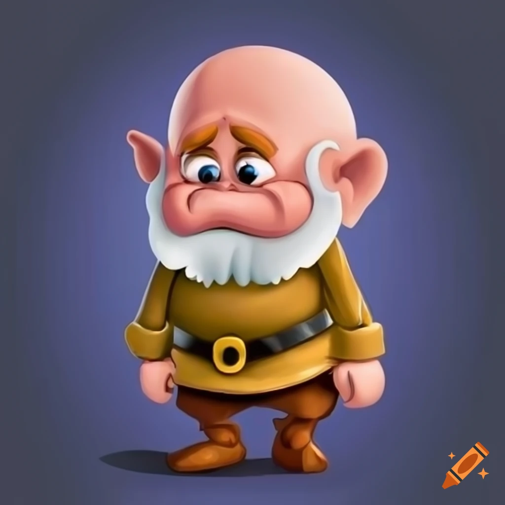 Cartoon of a dwarf with a hand in his nose on Craiyon
