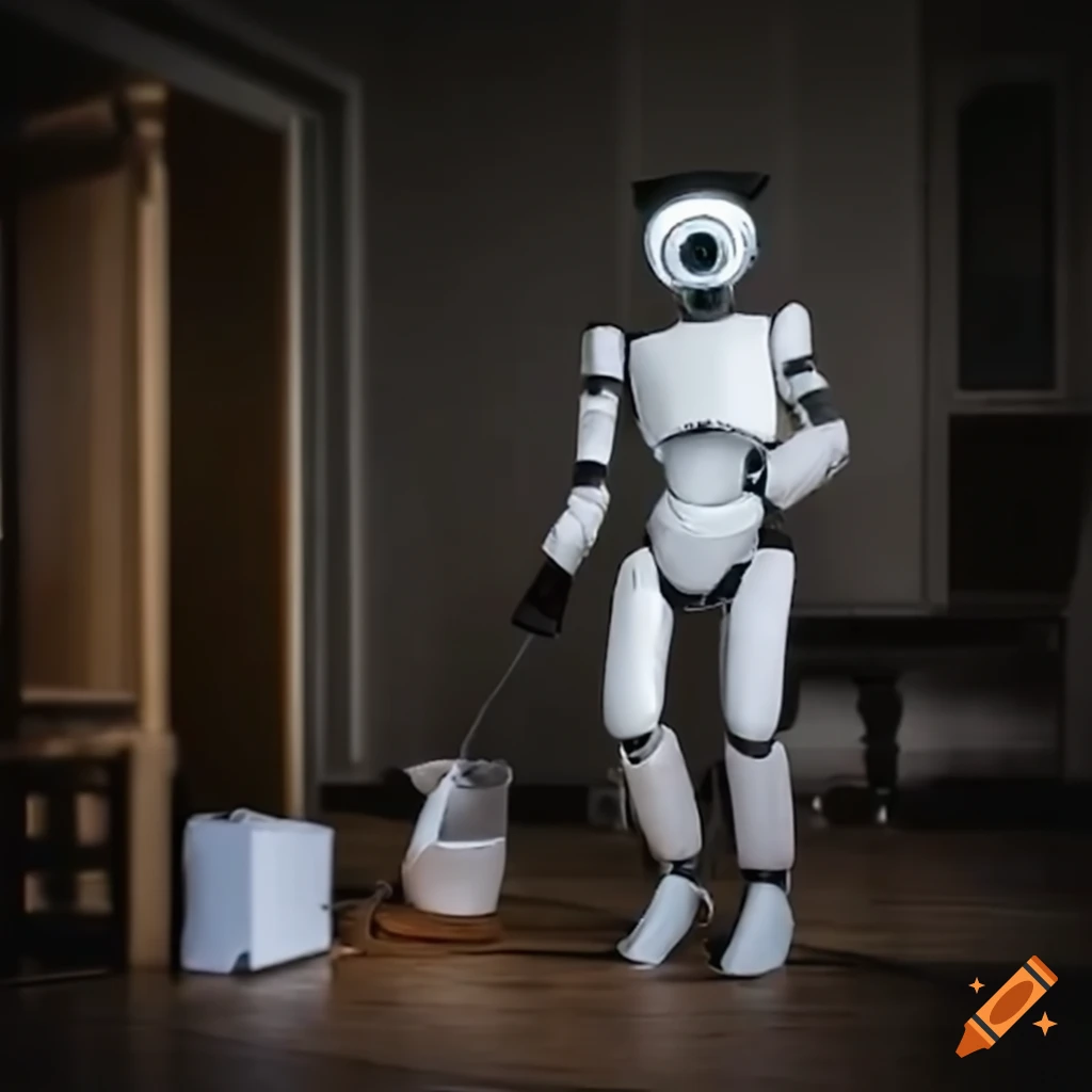 Image of robots cleaning a house on Craiyon