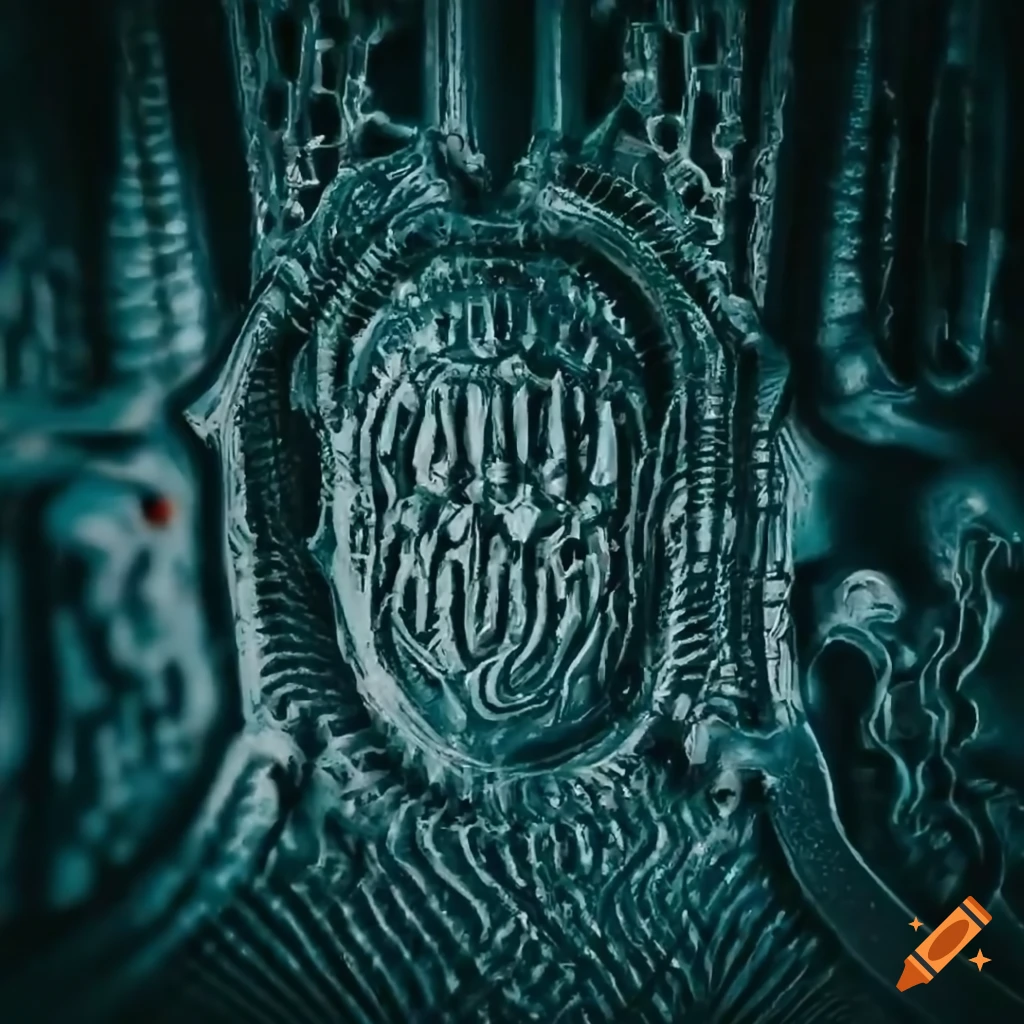 2d game scene with h.r. giger-inspired alien ruins