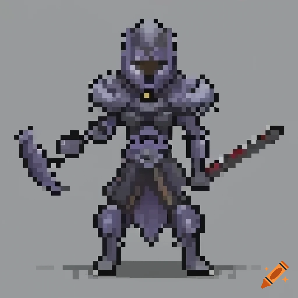 Pixel art of a shadow knight
