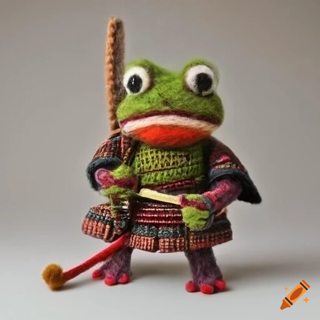 Felted wool frog samurai on Craiyon