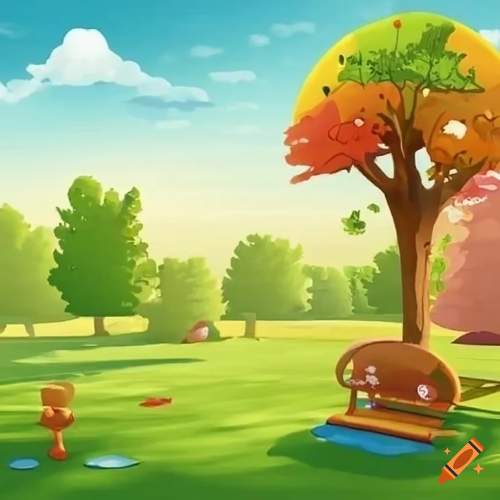 Sunny park with trees illustration