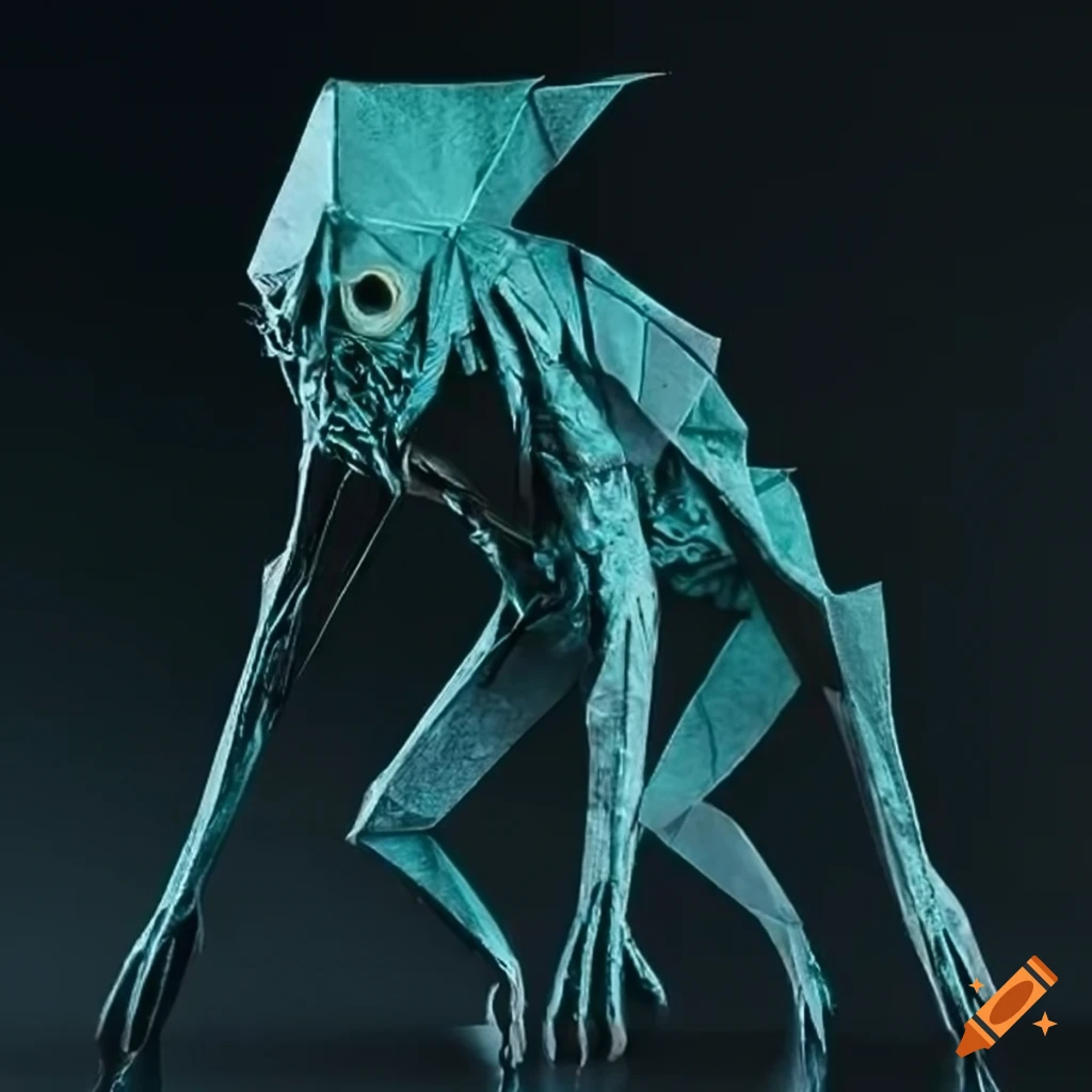 Origami lovecraft-inspired alien sculpture on Craiyon