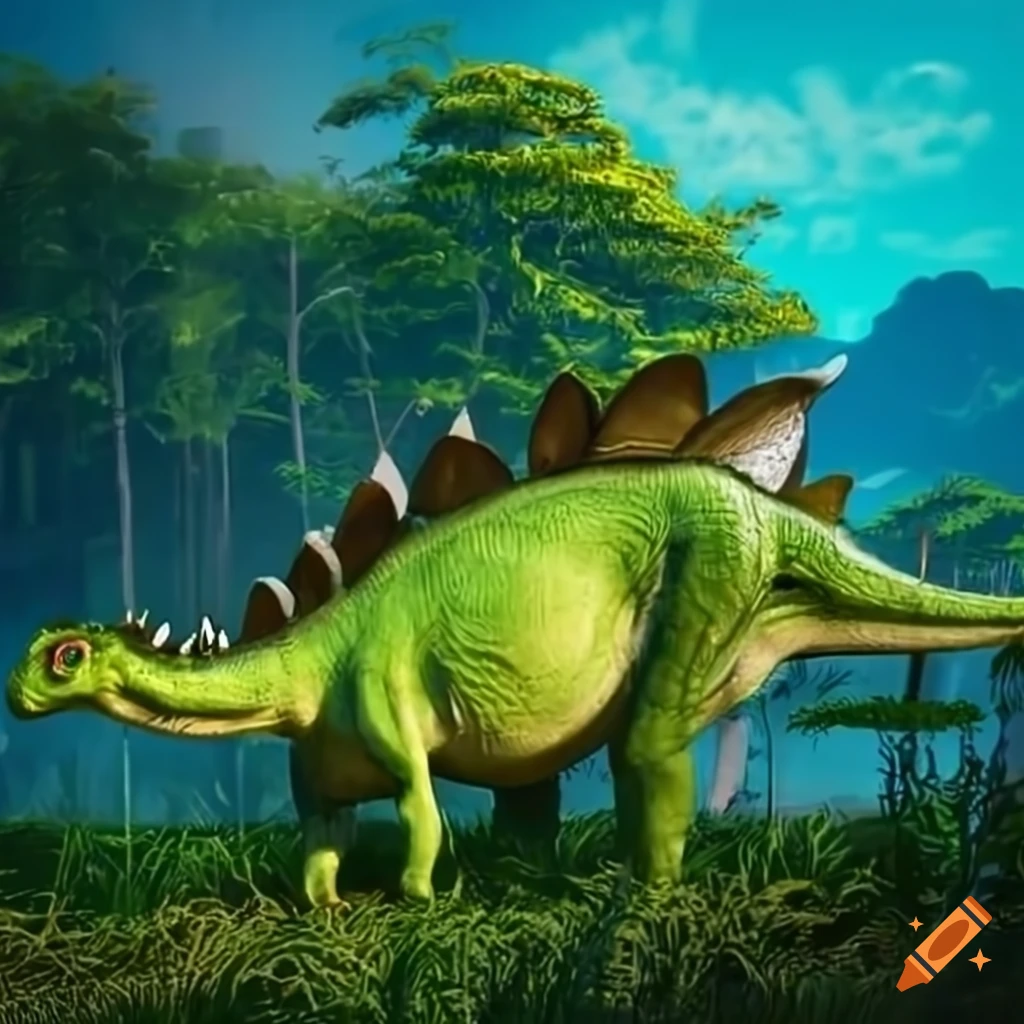 Striped stegosaurus with elephant-like skin texture in british columbia ...
