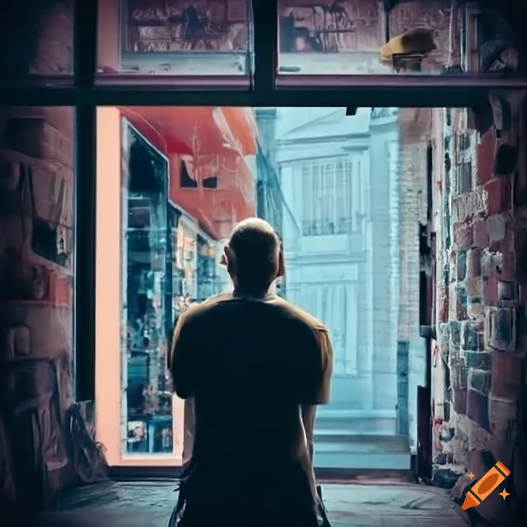 Man peeping through shop window on Craiyon