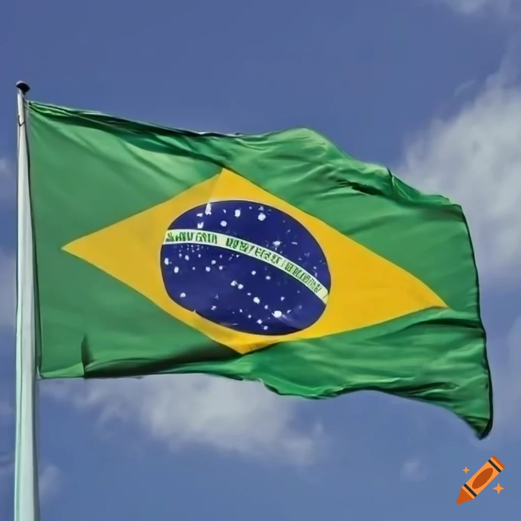 Brazil flag against a sky background