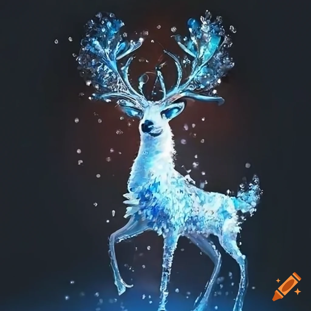 Artistic painting of a fancy crystal reindeer for Christmas on Craiyon