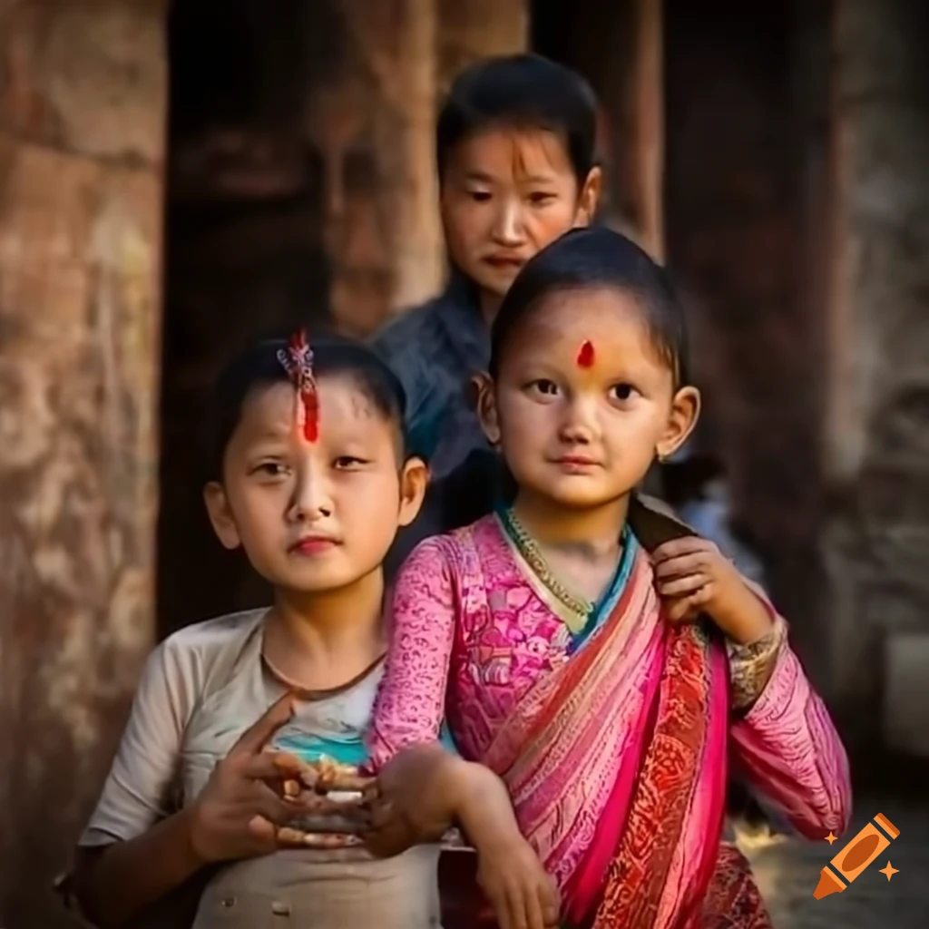 Nepali families exchanging greetings on Craiyon