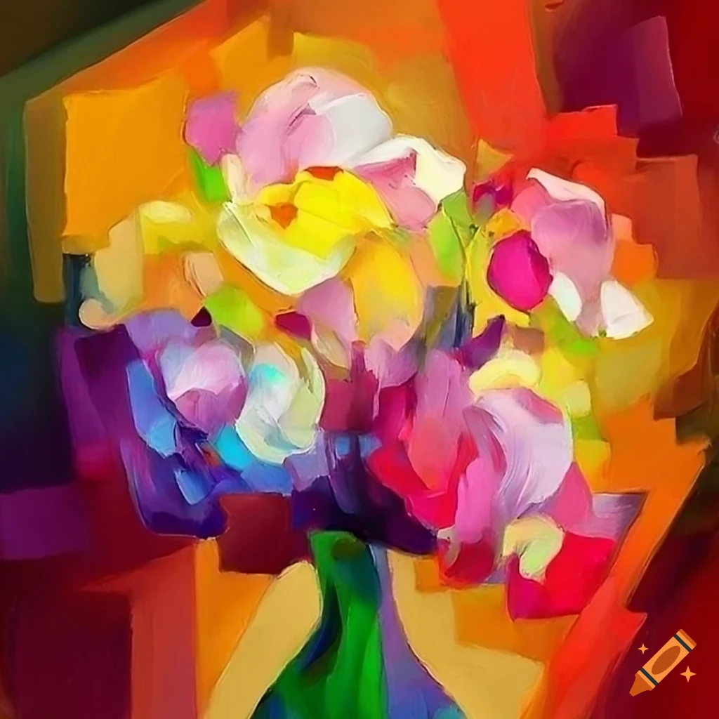 Cubist-style abstract flowers