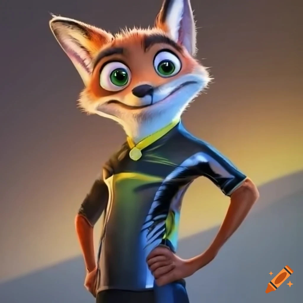 Image of a male fox in zootopia in cycling outfit on Craiyon