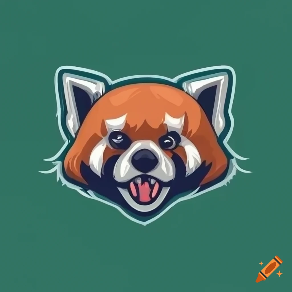 Sports mascot logo of a fierce red panda on Craiyon