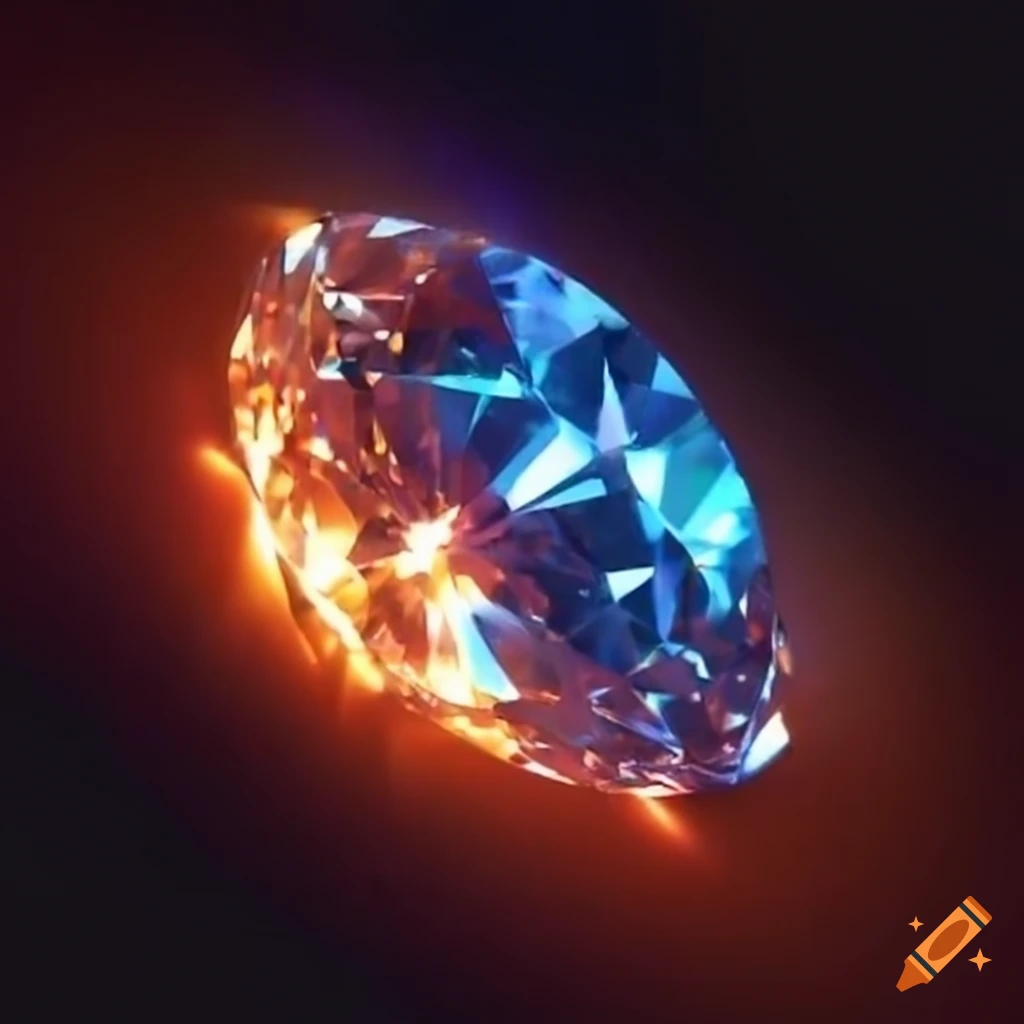 Glowing fiery diamond on Craiyon