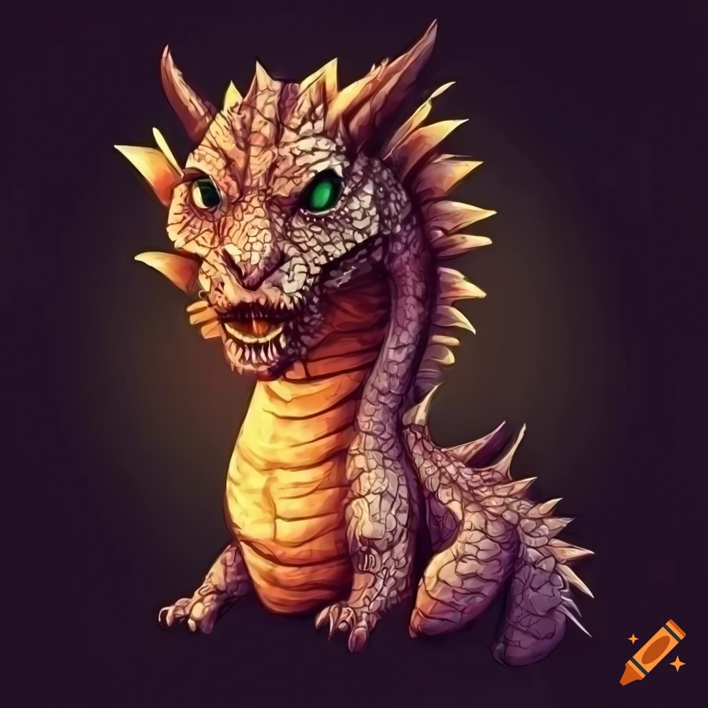 Semi-realistic drawing of a dragon