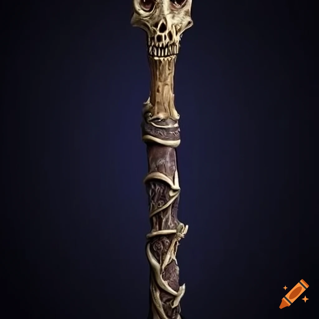 Image of a magical wizard staff made of dragon bone on Craiyon