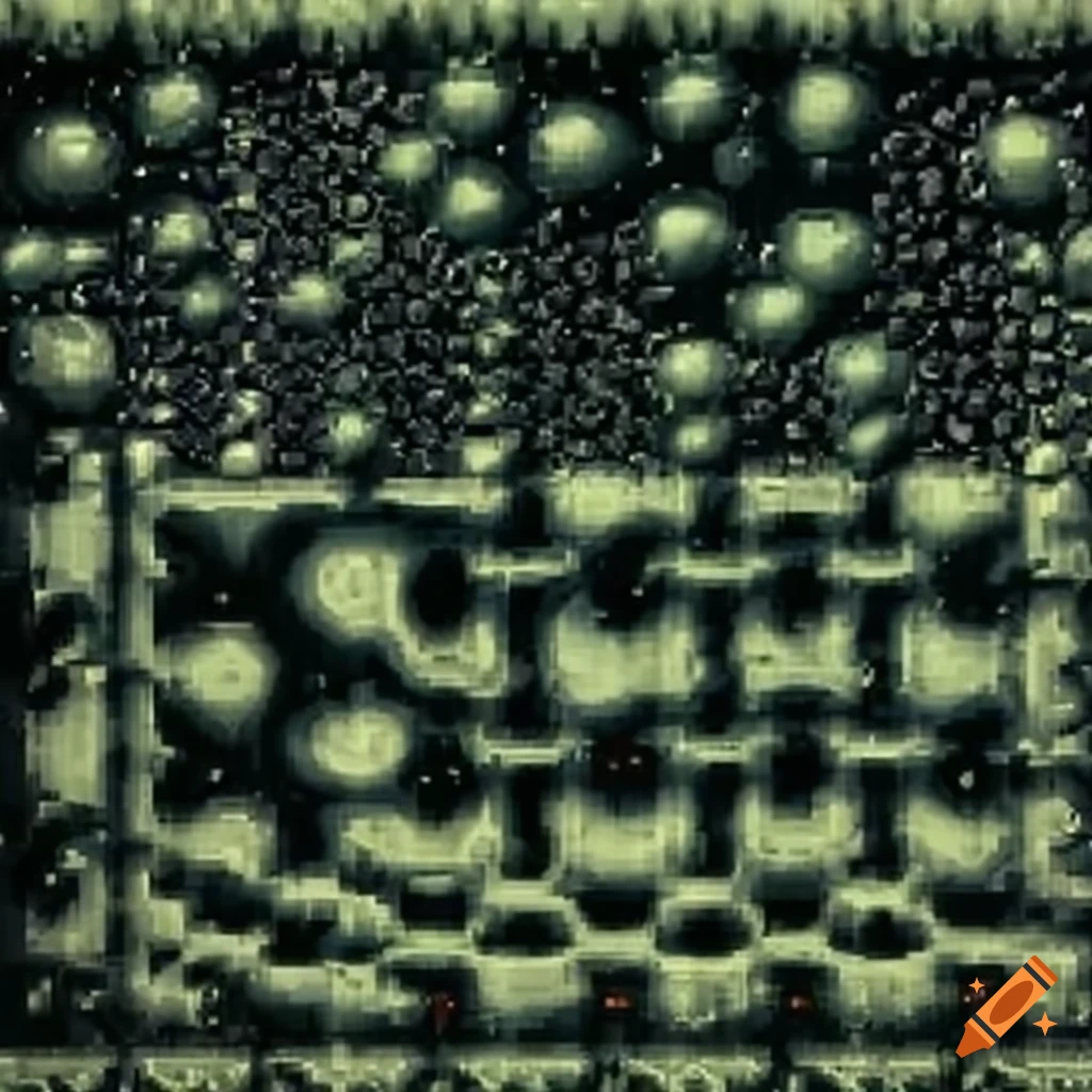 Creepy 2d game with alien and slimy bubble tiles on Craiyon
