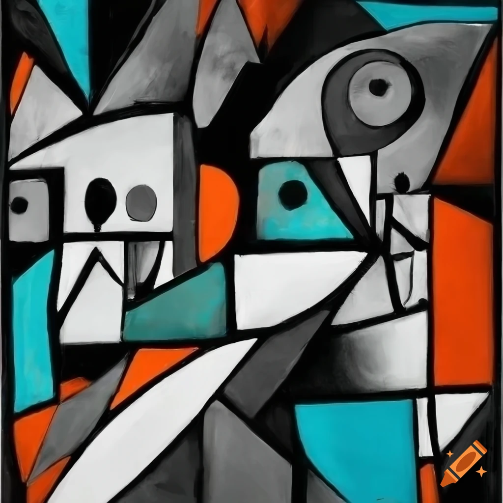 Black and white cubist expressionist artwork on Craiyon