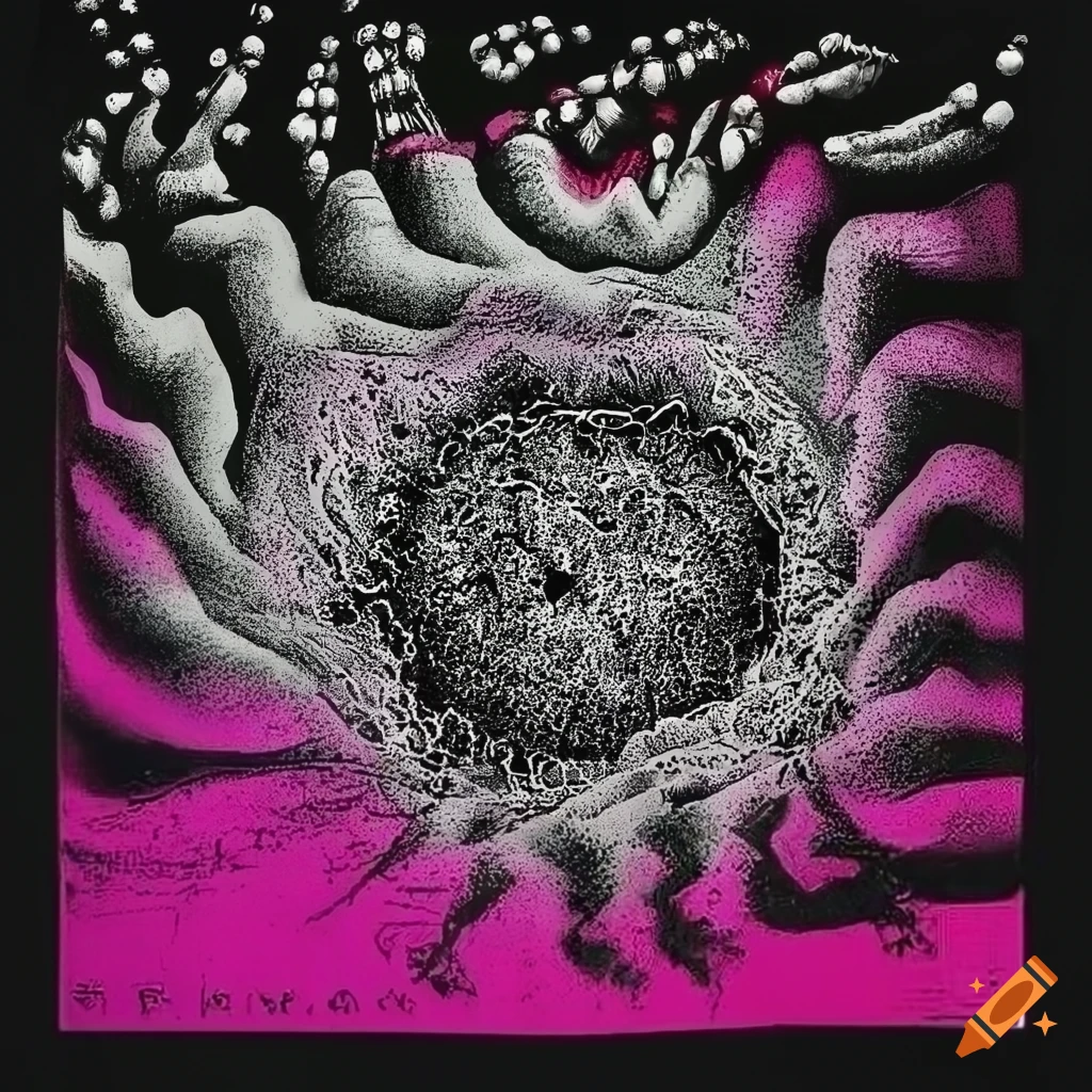 Grayscale album cover art for alternative experimental rock on Craiyon