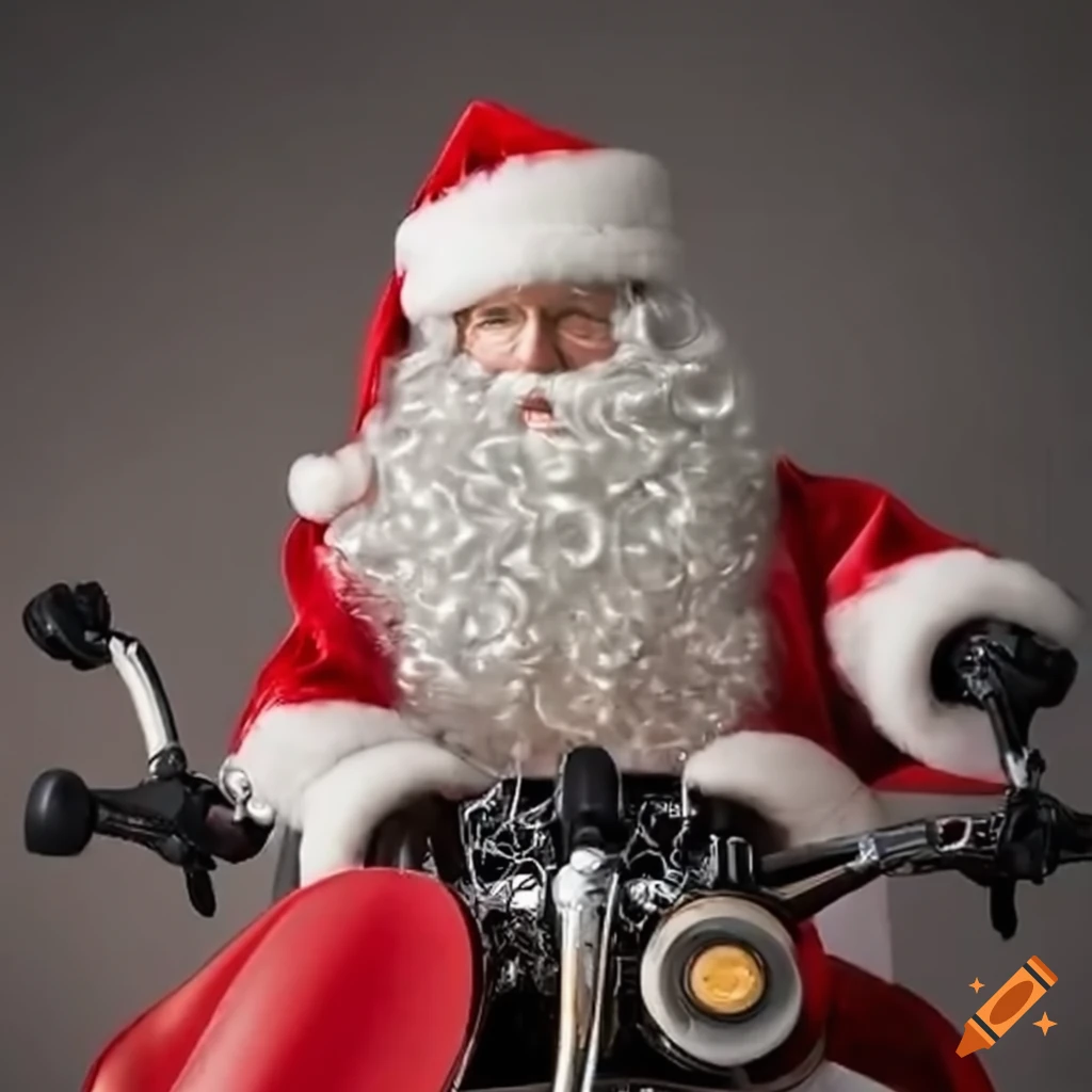 Santa claus racing in a motocross event in the snow on Craiyon