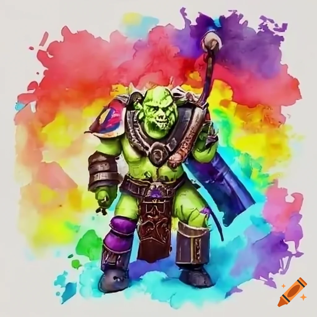 Colorful orc in a pride parade on Craiyon