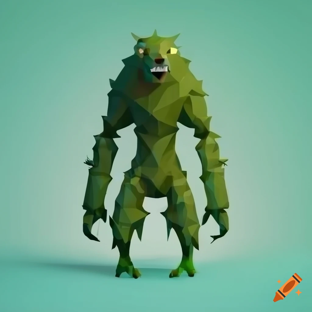 Cartoonish lowpoly forest monster in t-pose on Craiyon