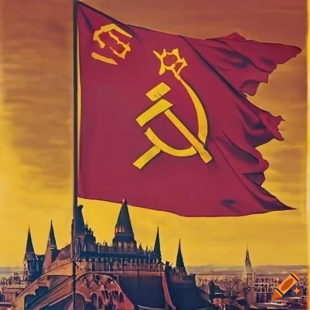 Golden sun flag waving over Budapest castle at sunset on Craiyon