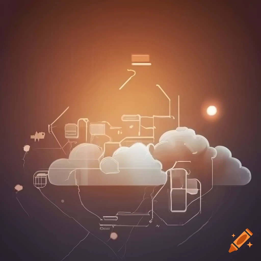 Brown-toned it technology background with cloud, ai, and iot elements ...