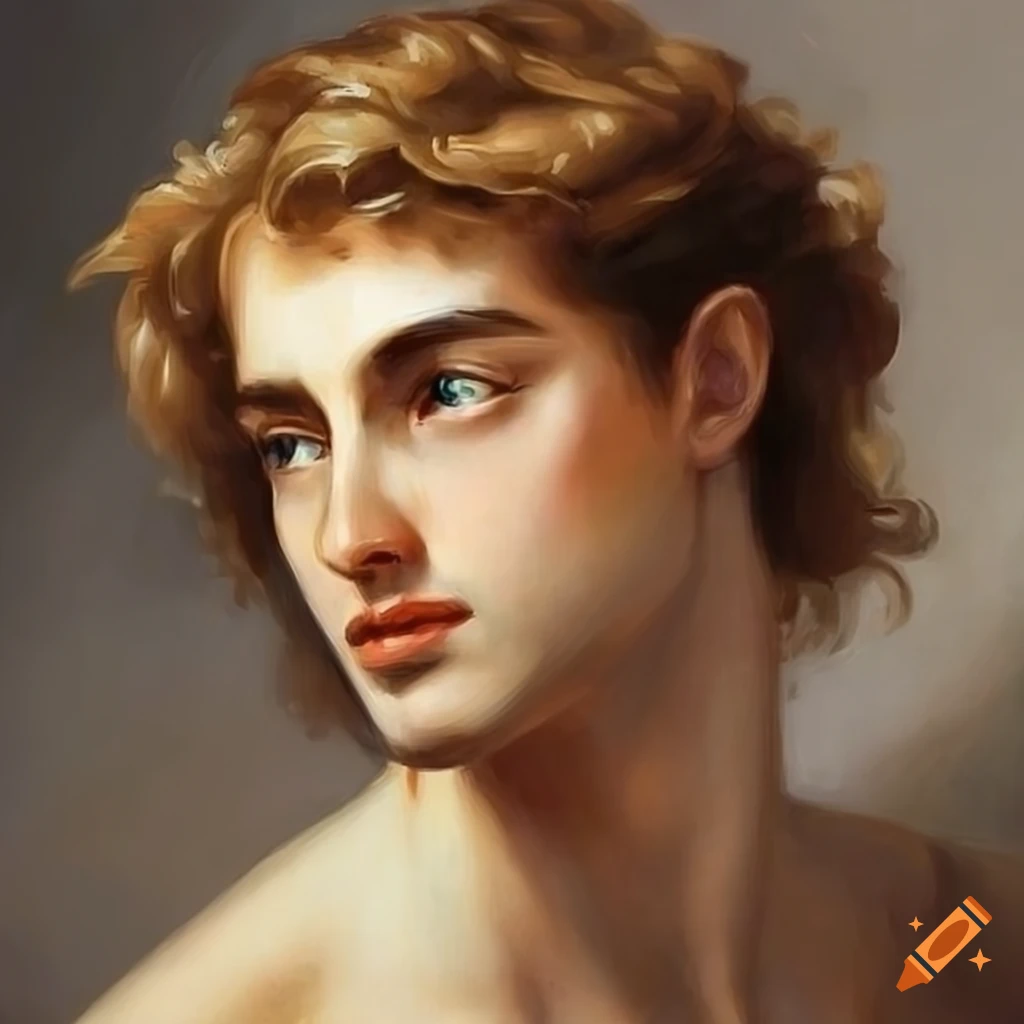 Classic painting of a handsome angel with light brown hair on Craiyon