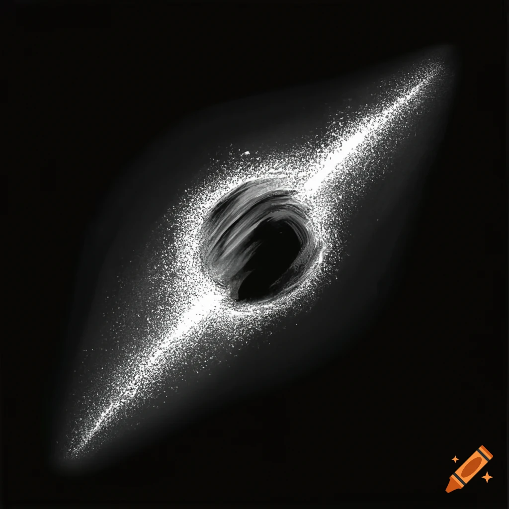 Black and white drawing of a pulsar