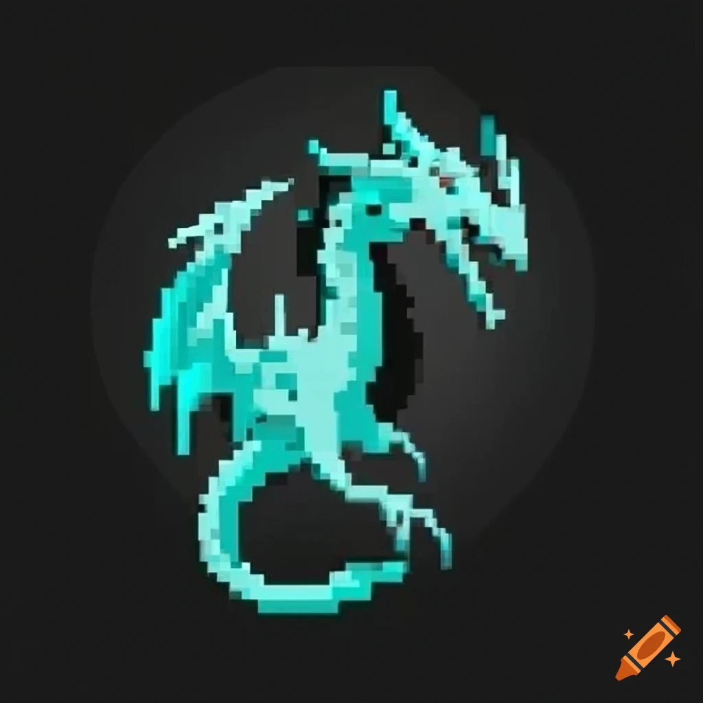 Pixel art dragon logo on Craiyon