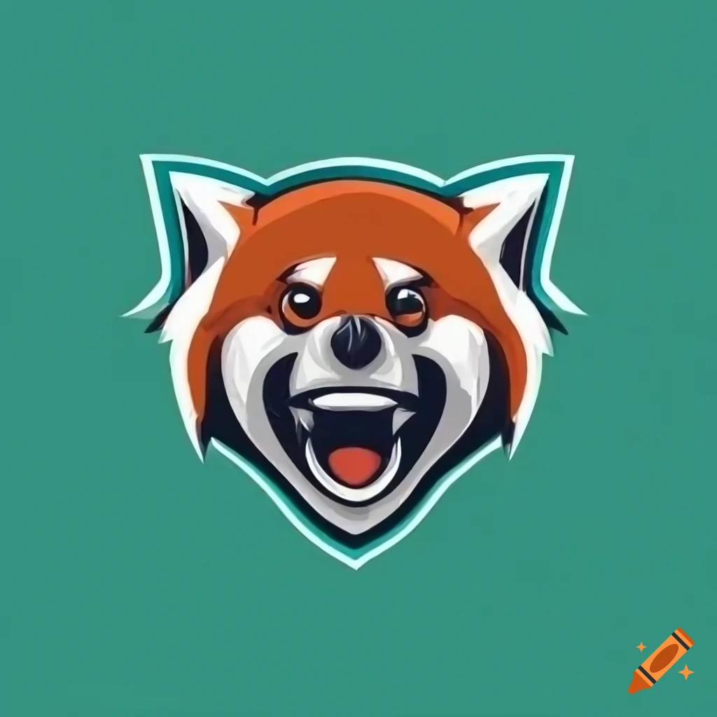 Logo of a fierce teal red panda attacking on Craiyon