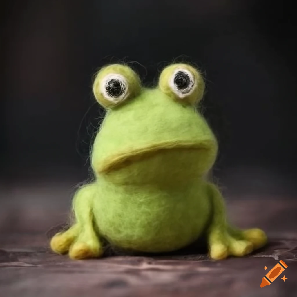 Felted wool frog/alien creatures with outfit on Craiyon