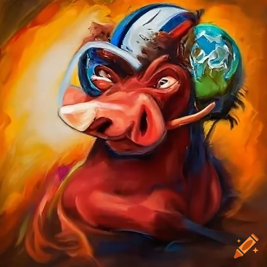 Humorous image of pumba wearing a football helmet on Craiyon