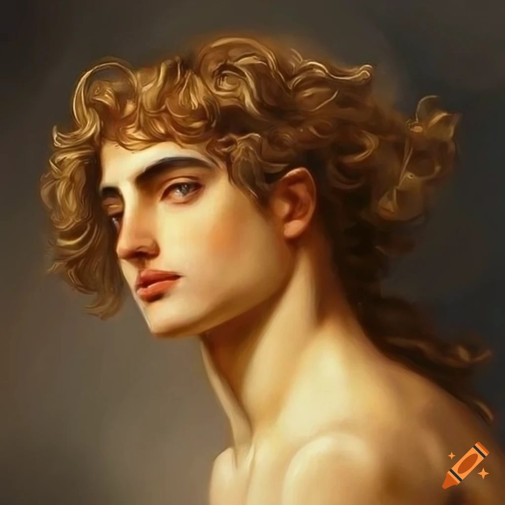 Classic greek painting of a handsome angel on Craiyon