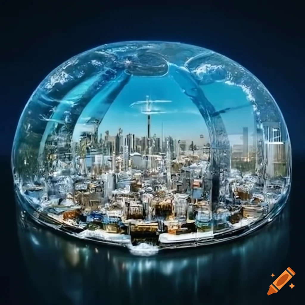 Concept art of underwater city with transparent bubble houses on Craiyon