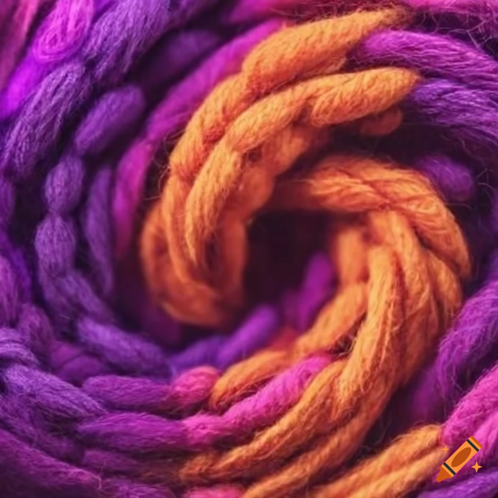 Abstract Image Of Orange And Violet Ball Of Wool On Craiyon