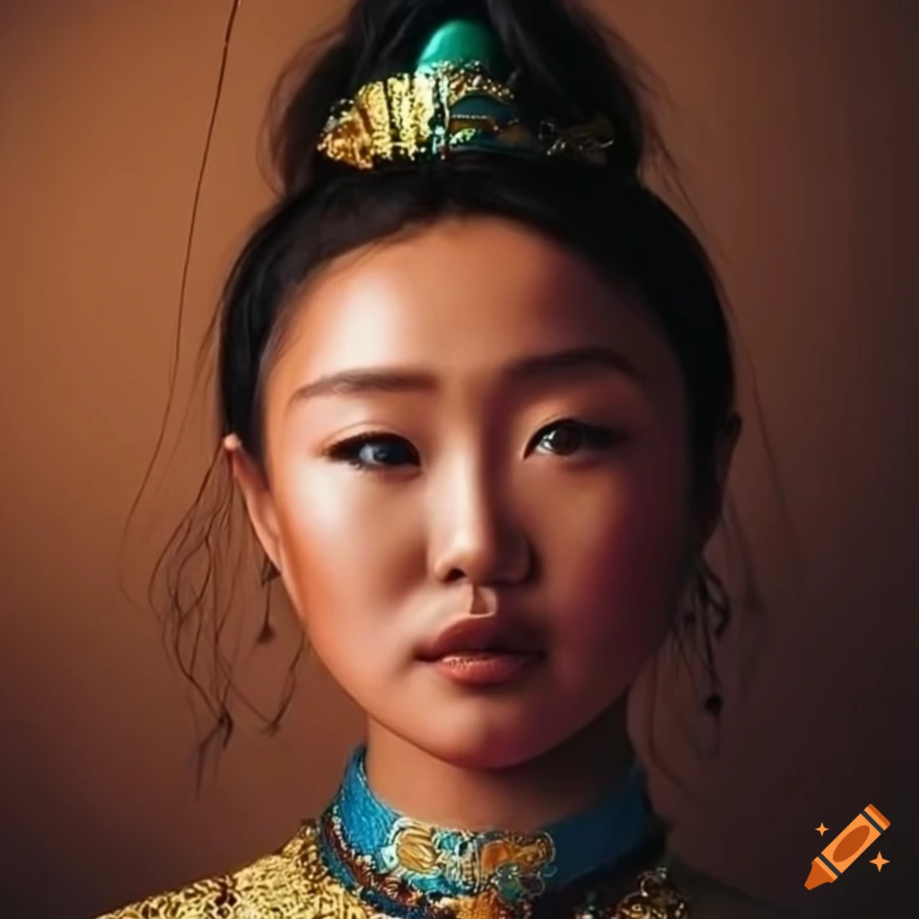 Portrait of a beautiful mongolian woman