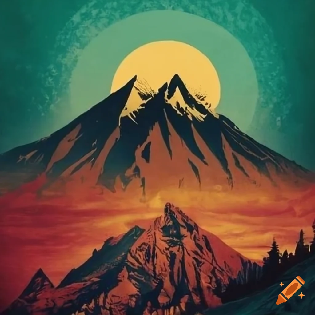 Rohan mountains vintage poster on Craiyon