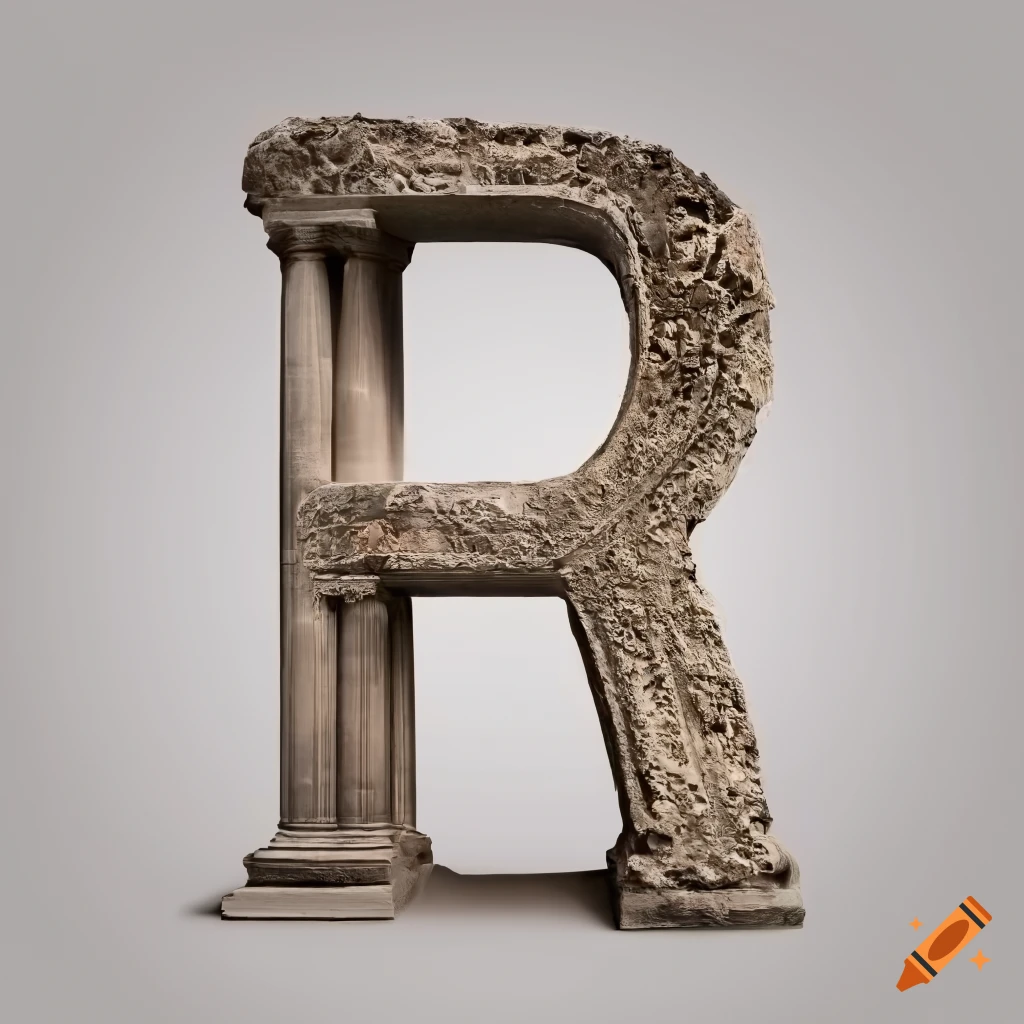 Ultra realistic white letter a with greek columns