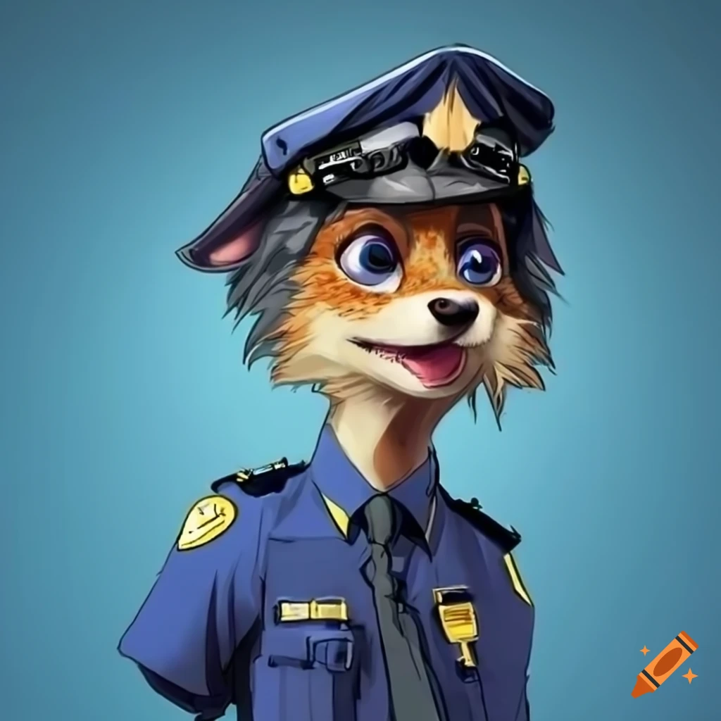 Cute Australian Shepherd police officer in Zootopia style on Craiyon