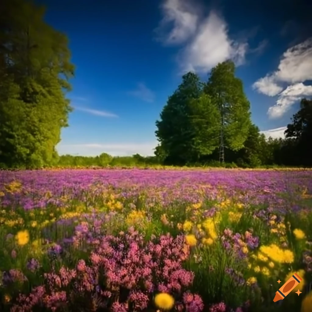 Colorful flower field on Craiyon