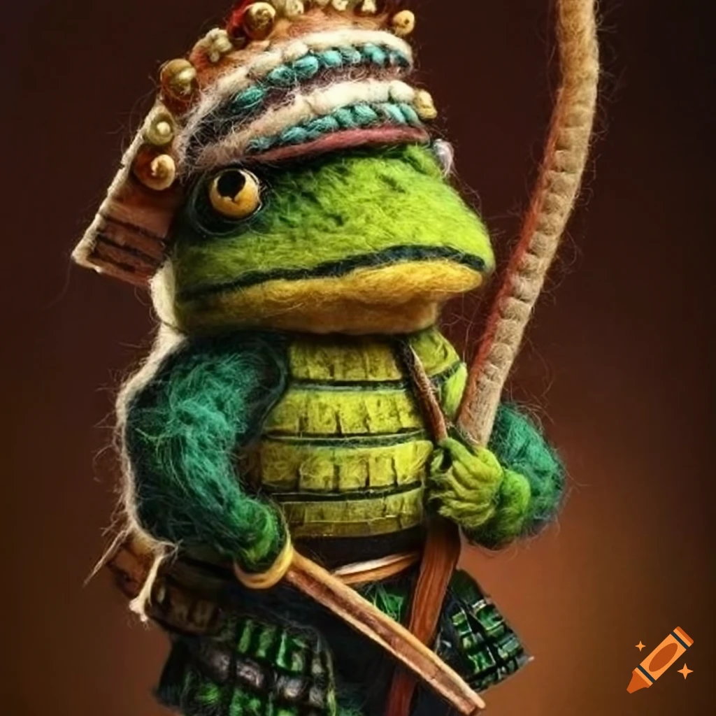 Felted wool frog samurai on Craiyon