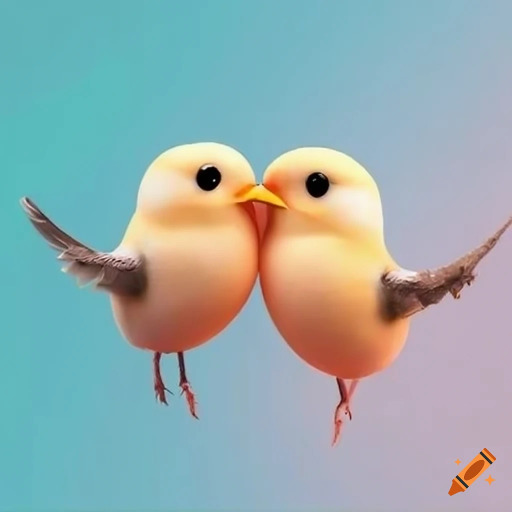 Two birds holding hands and looking adorable