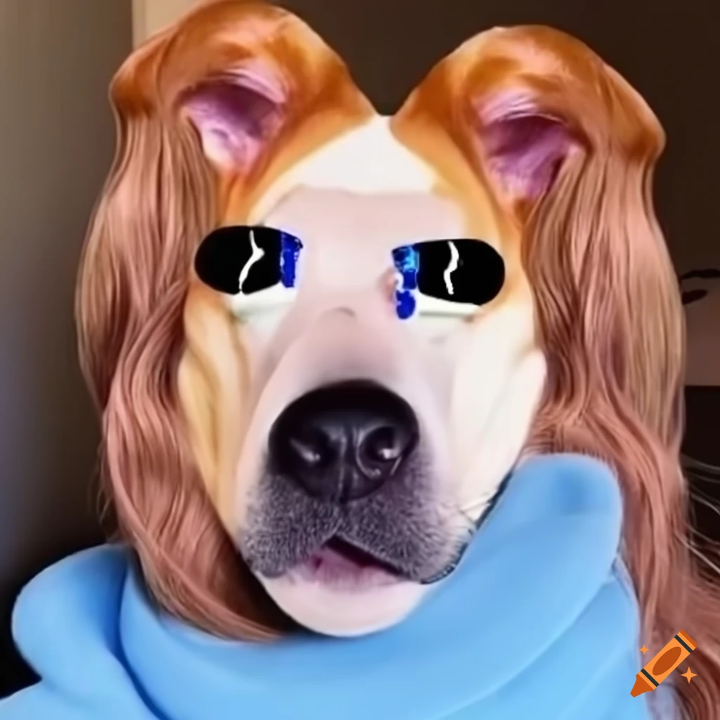 Funny meme of a dog with baddie makeup filter