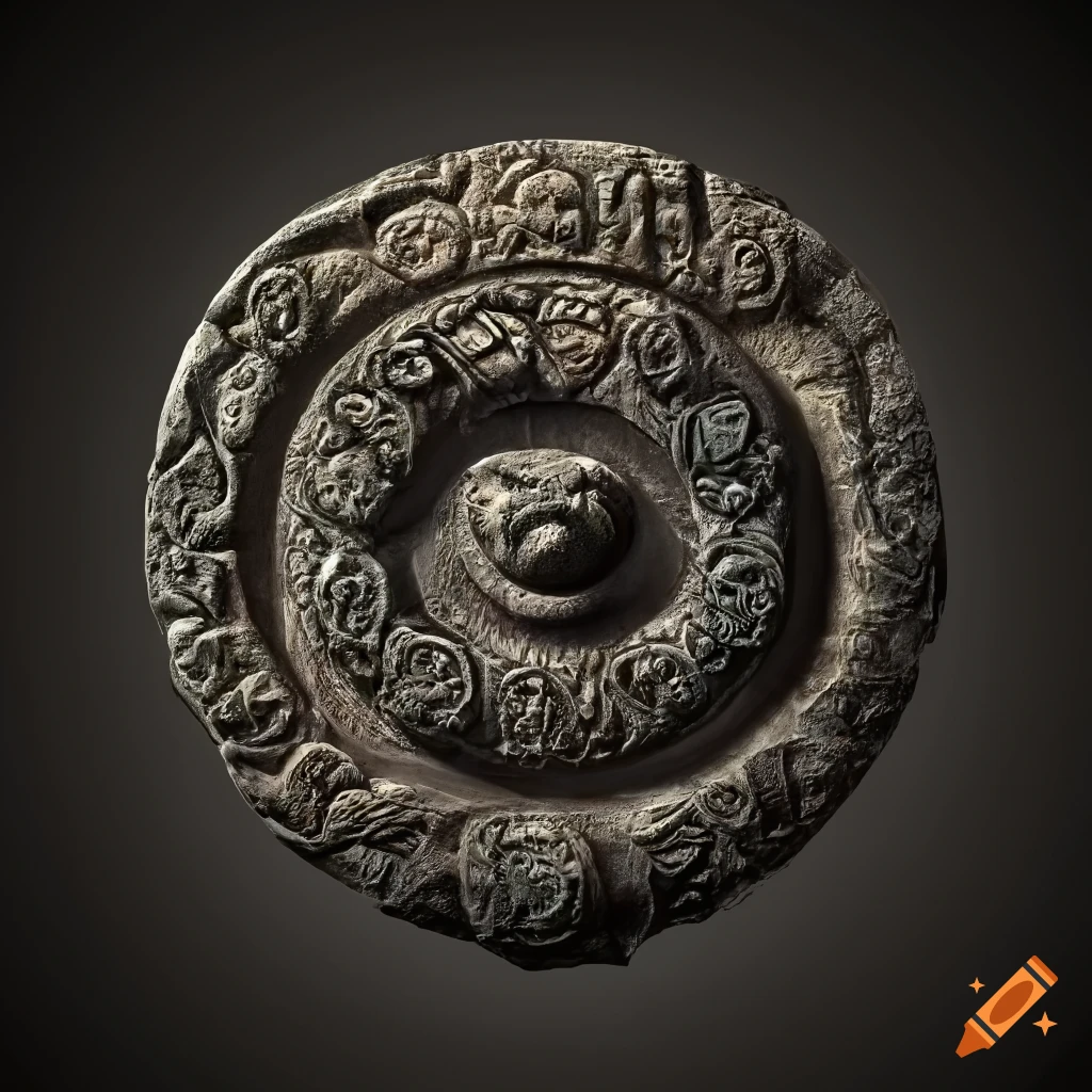 Ultra realistic depiction of etruscan symbols on dark stone on Craiyon