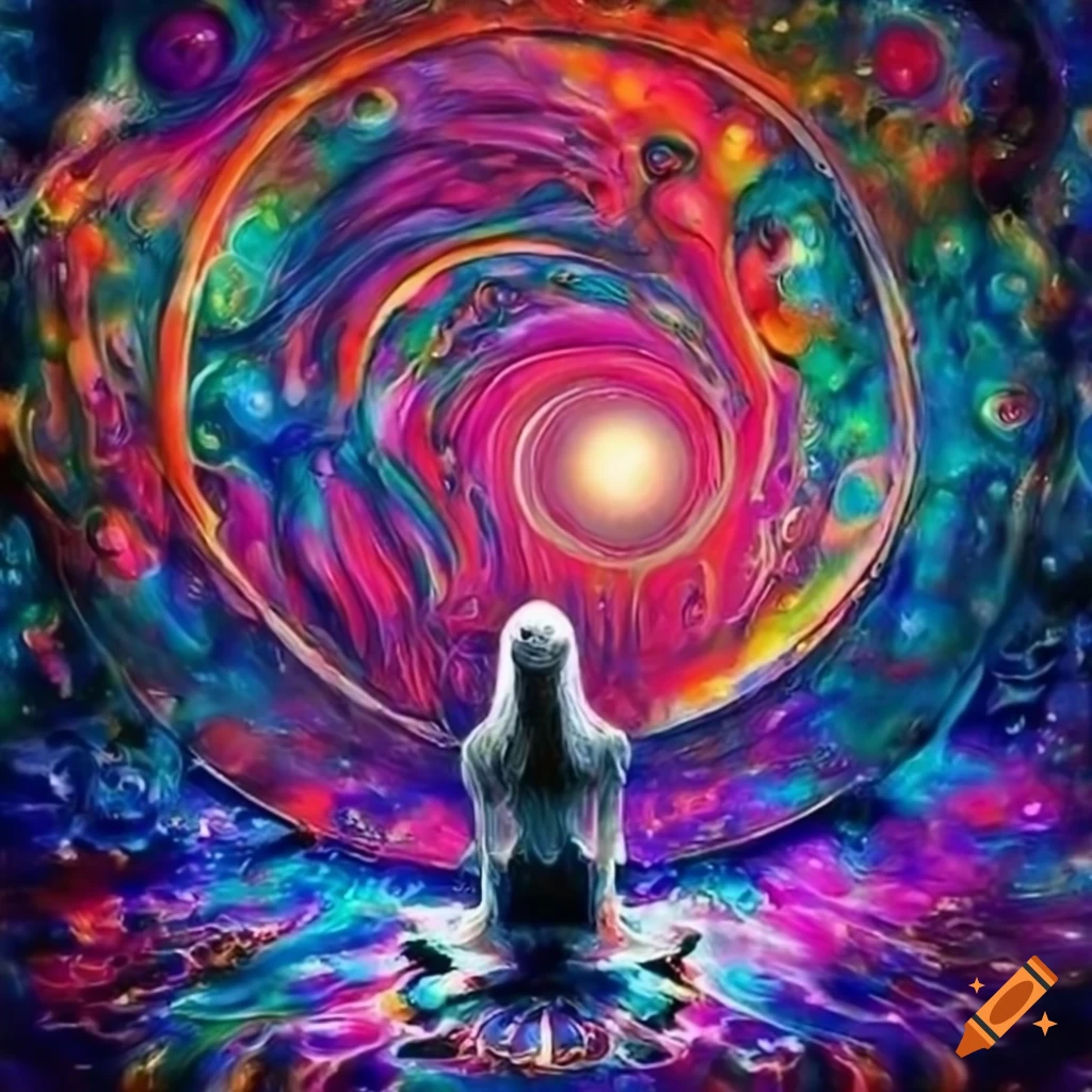 Arte impresionista con elementos psicodélicos en un laberinto mecánico ...