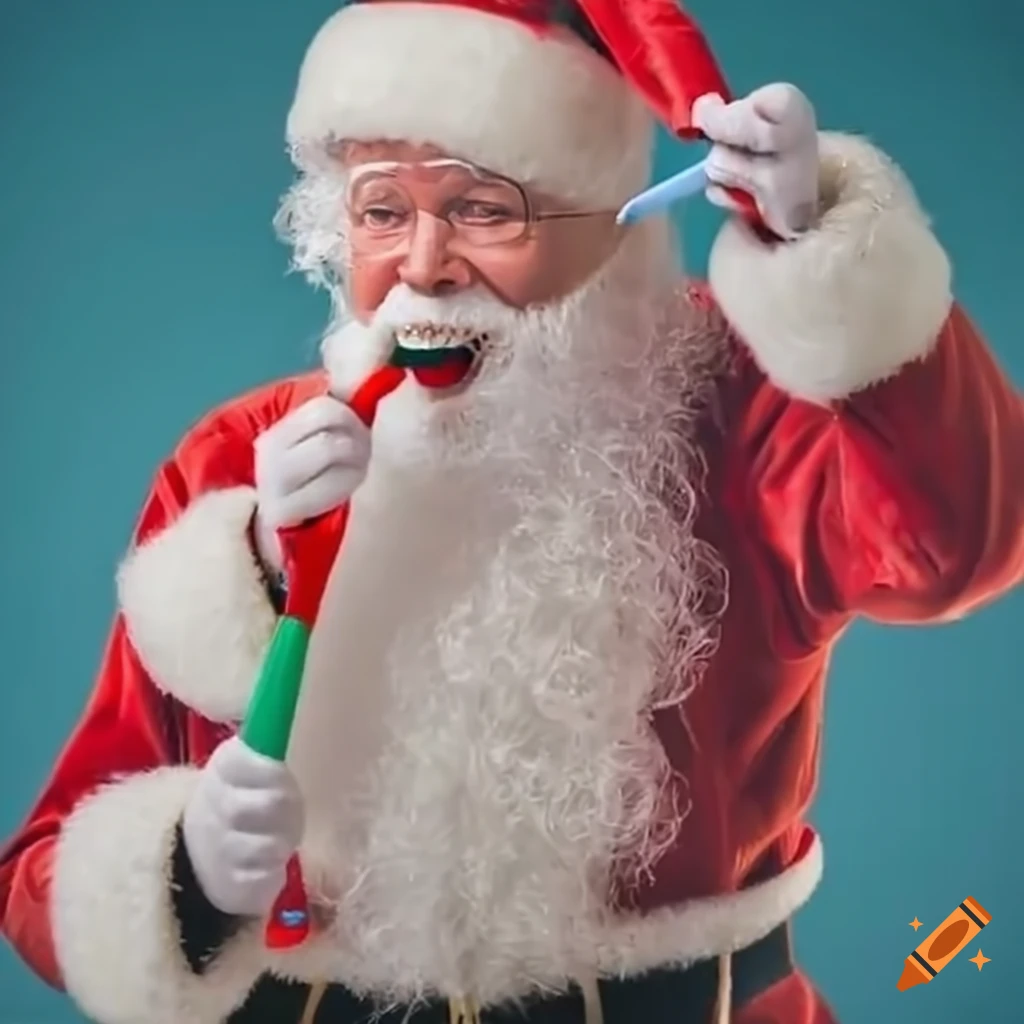 Santa claus brushing his teeth on Craiyon