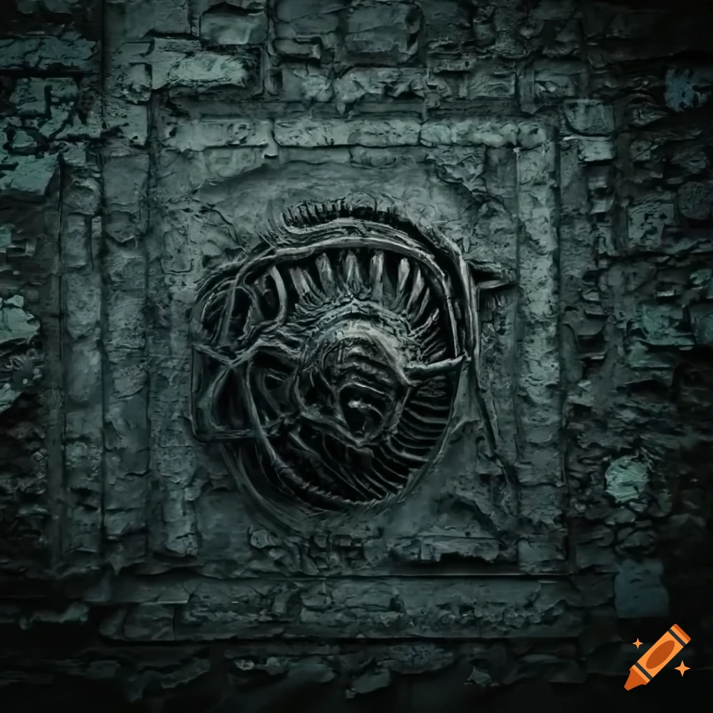 2d game with h.r. giger inspired alien and wet ruins