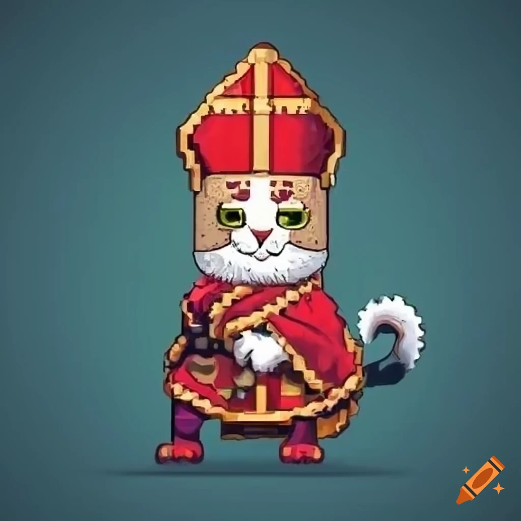 16 bit artwork of two cats collaborating with Sinterklaas on Craiyon